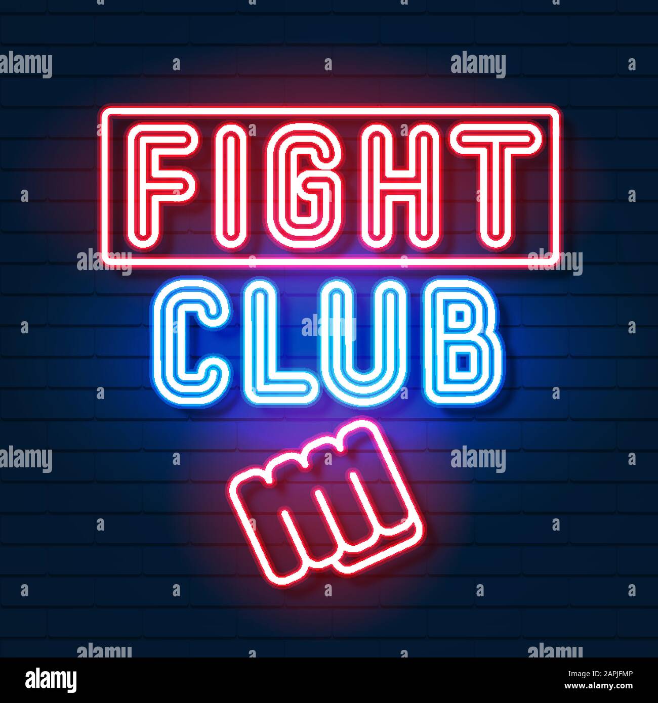 Fight Club Logo Neon Sign Vector Illustration. Neon Banner, Night ...