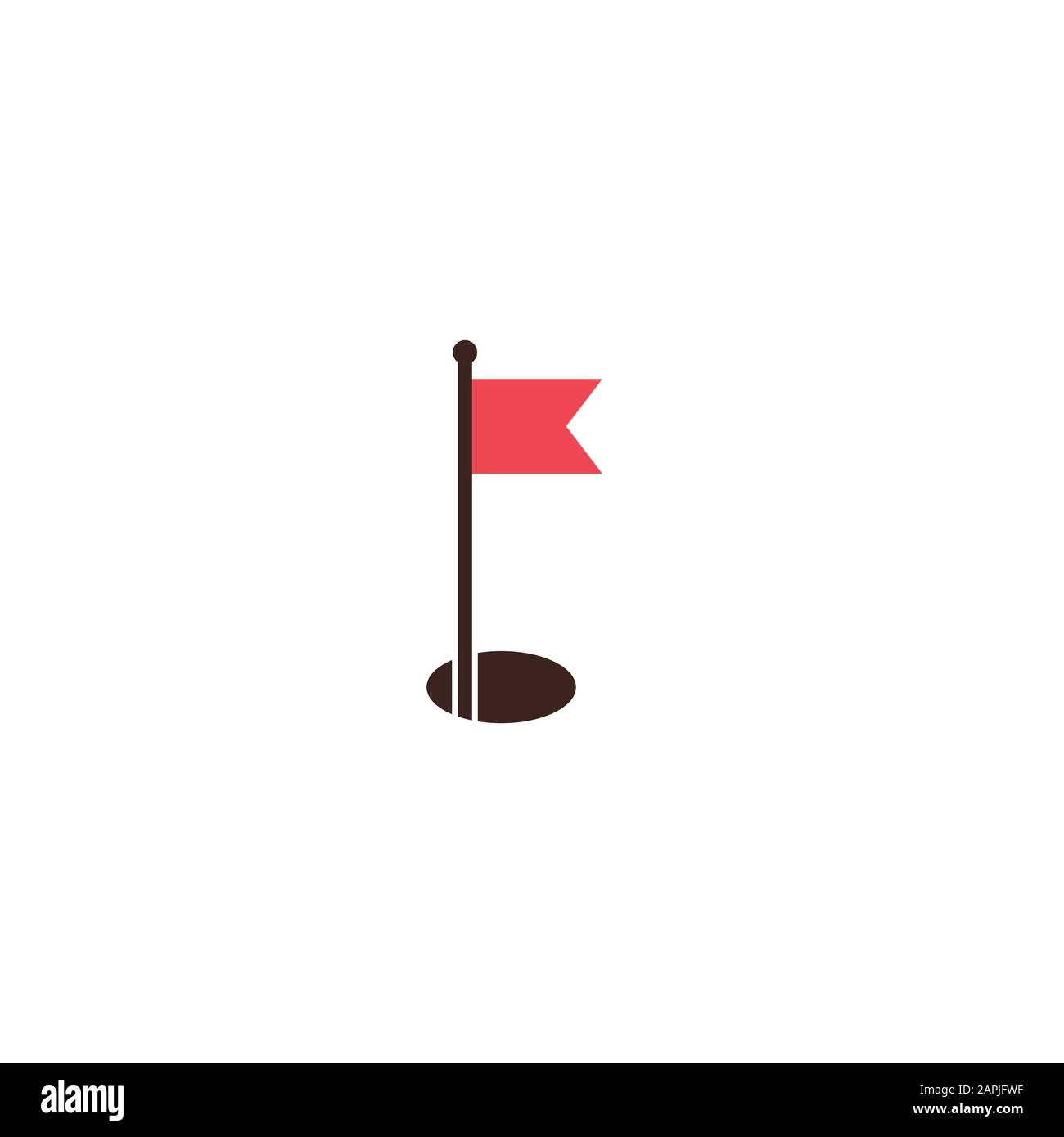 red flag with outline icon. Isolated on white background. Flat vector ...