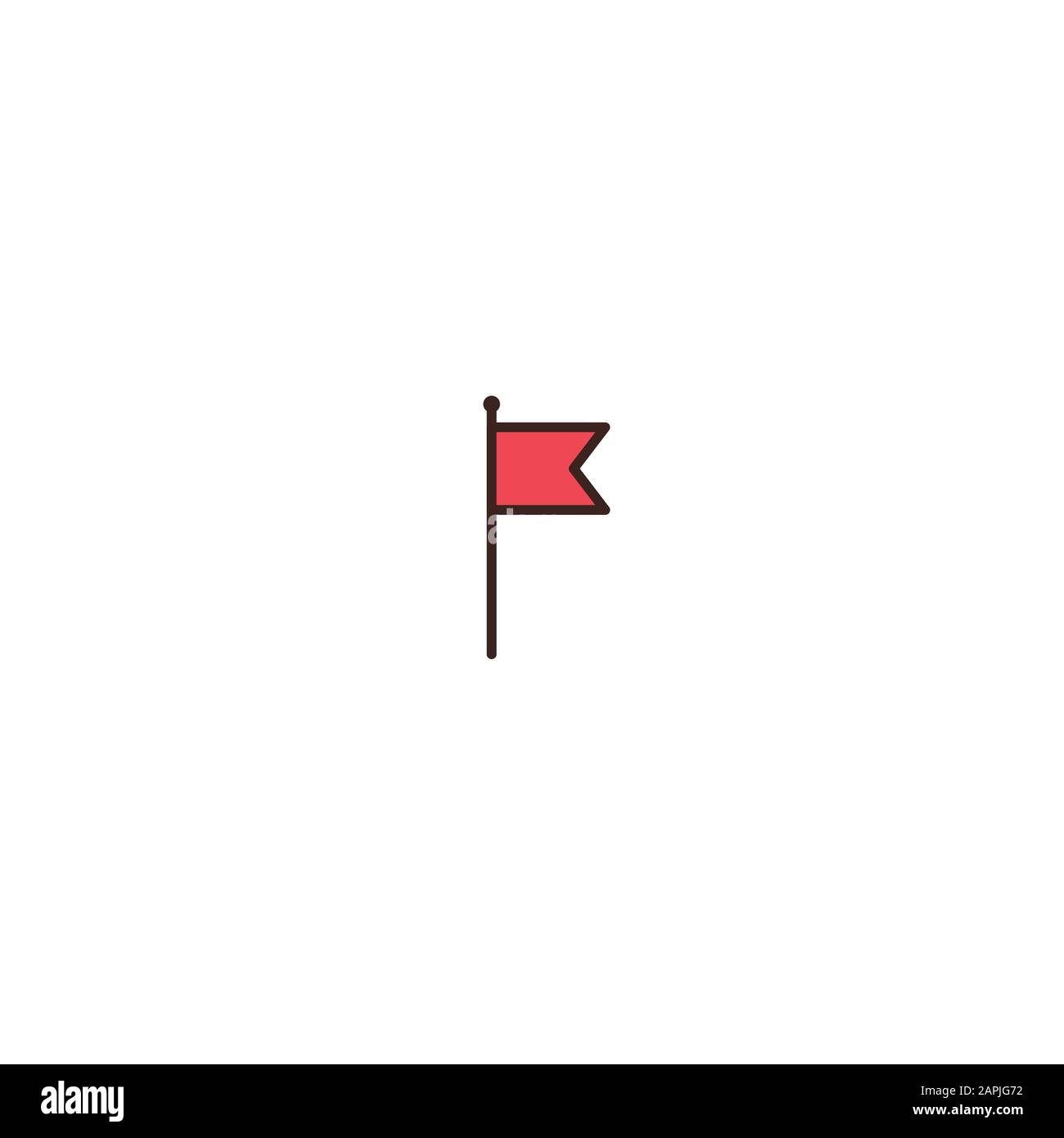 red flag with outline icon. Isolated on white background. Flat vector ...