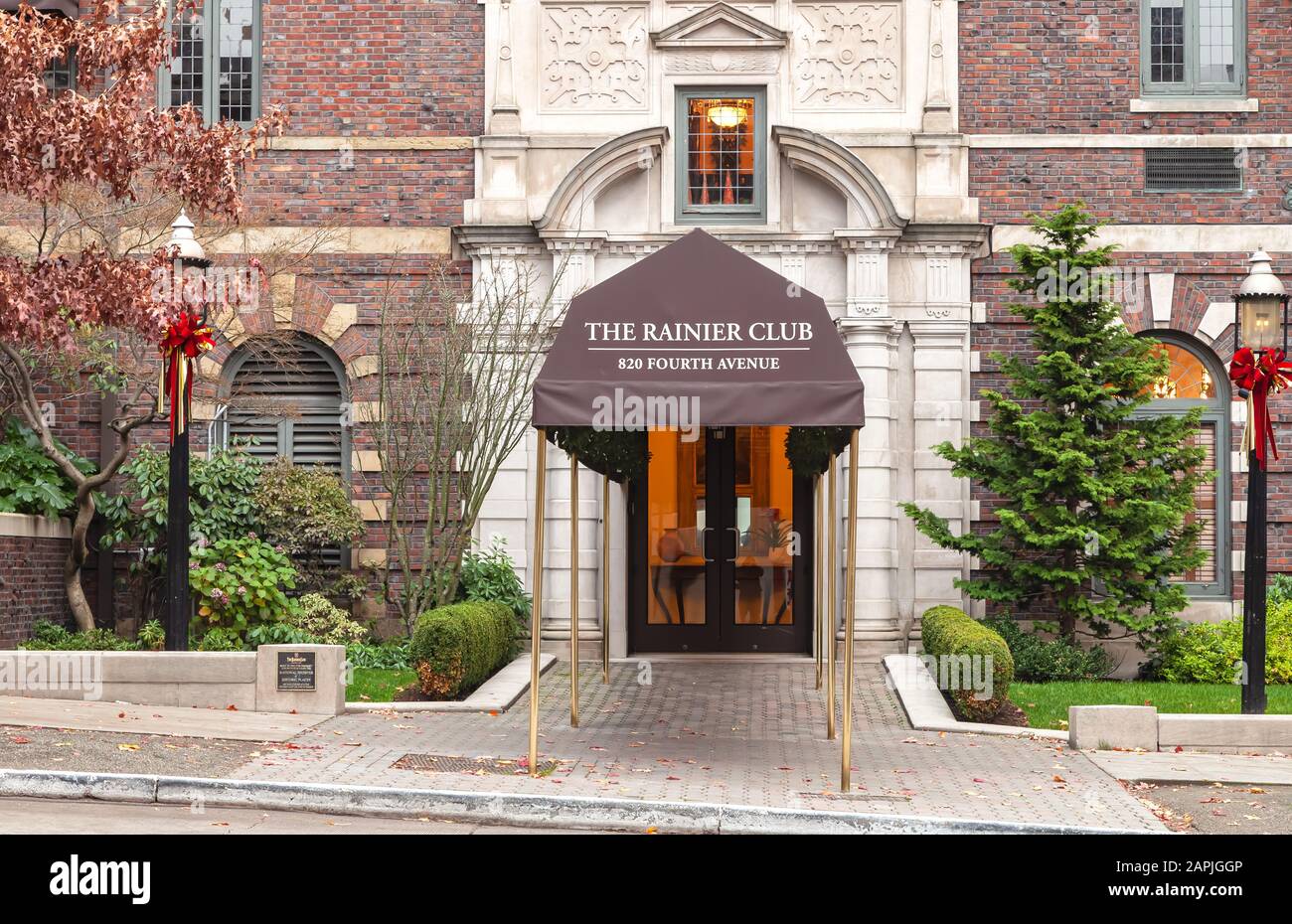 The main entrance of The Rainier Club, Seattle, Washington, USA Stock ...