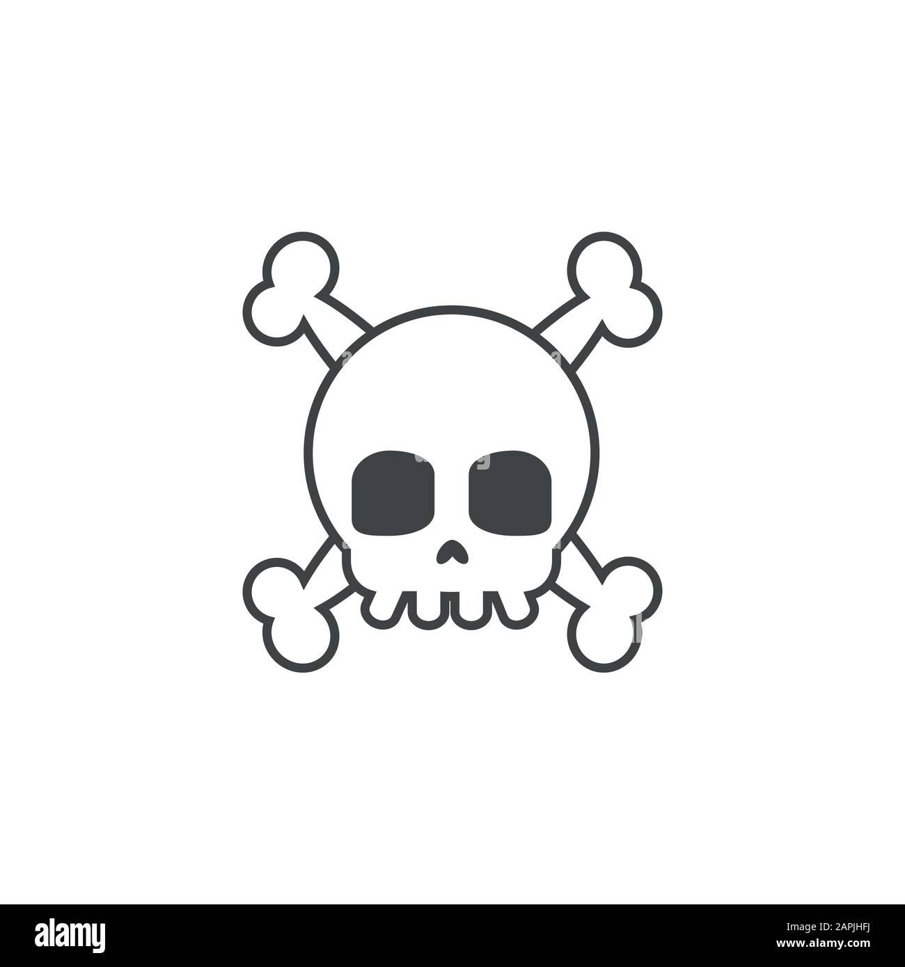 skull and crossbones outline icon isolated on white. Danger sign. Game ...