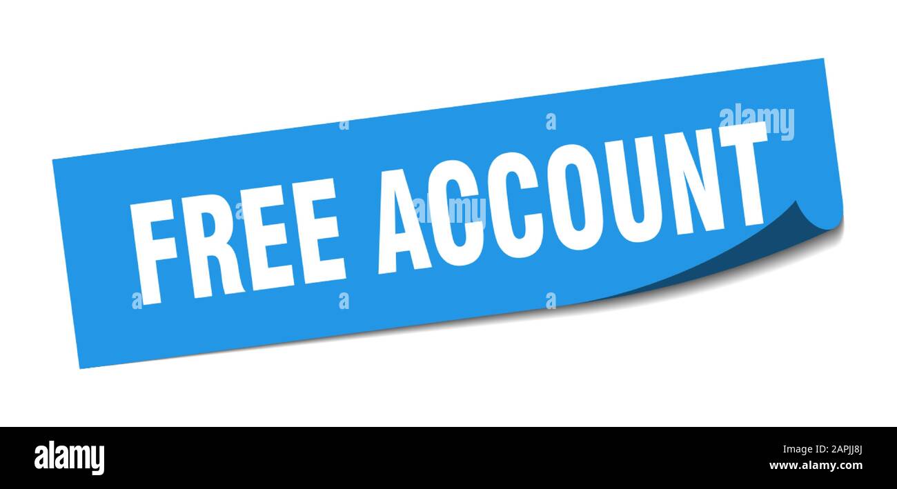free account sticker. free account square sign. free account. peeler ...