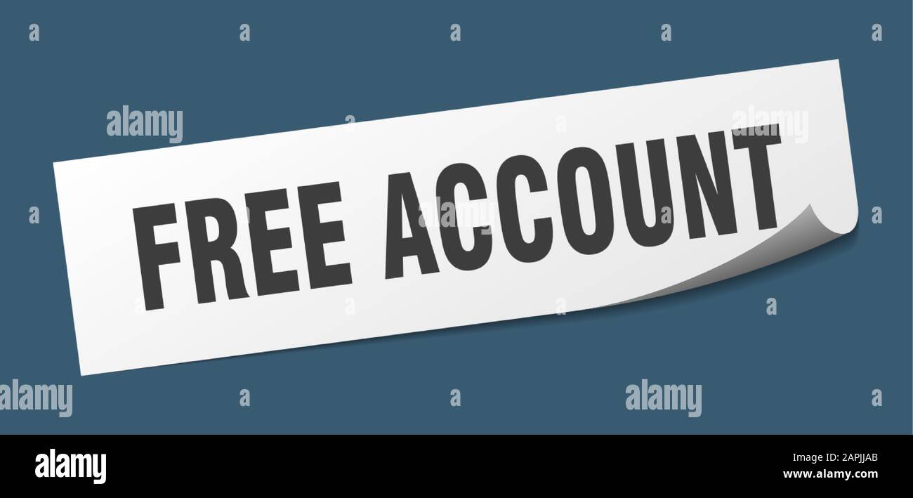 free account sticker. free account square sign. free account. peeler ...