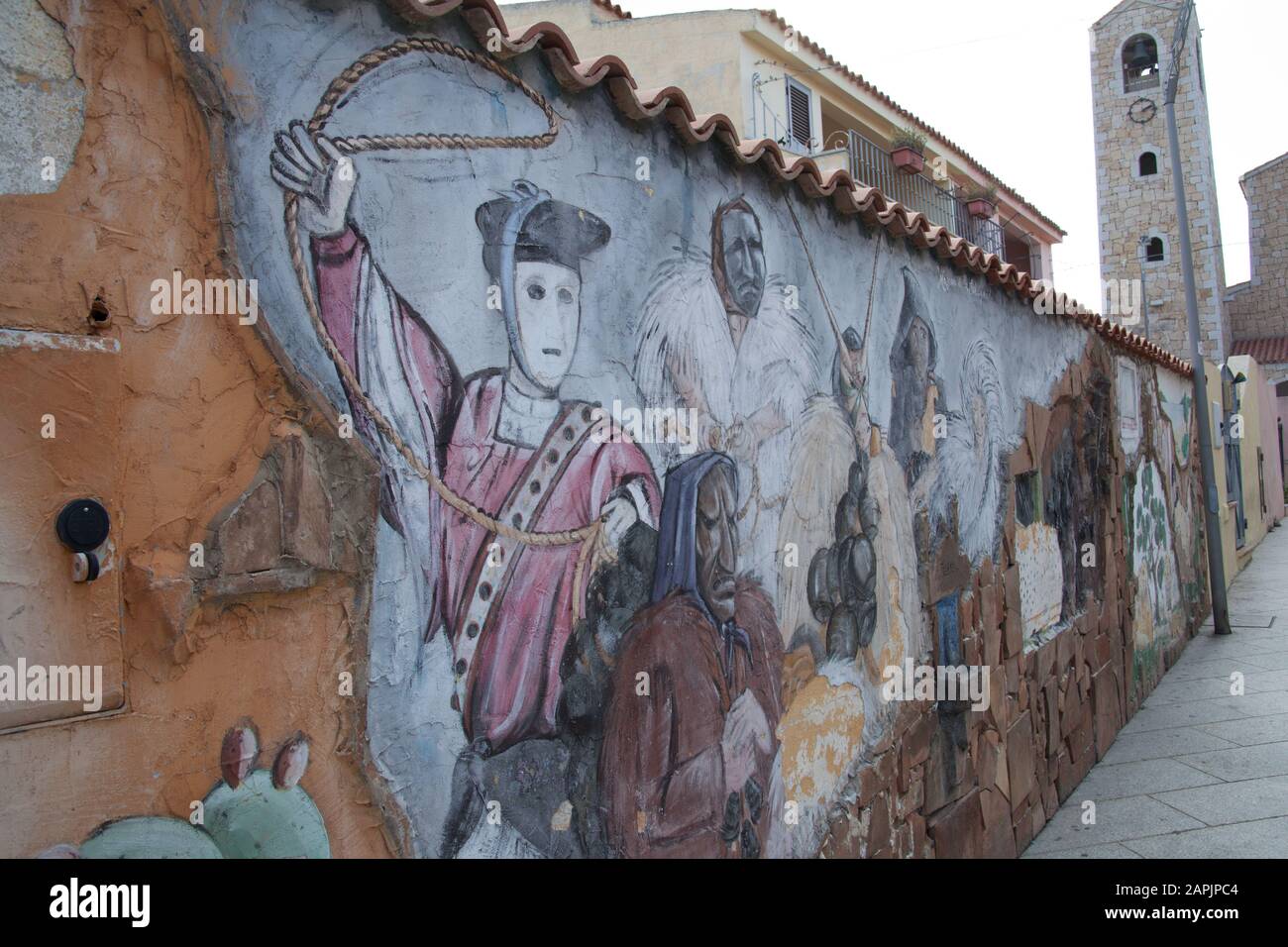 A wall picture depicting the Mamuthones and the Issohadores, in ...