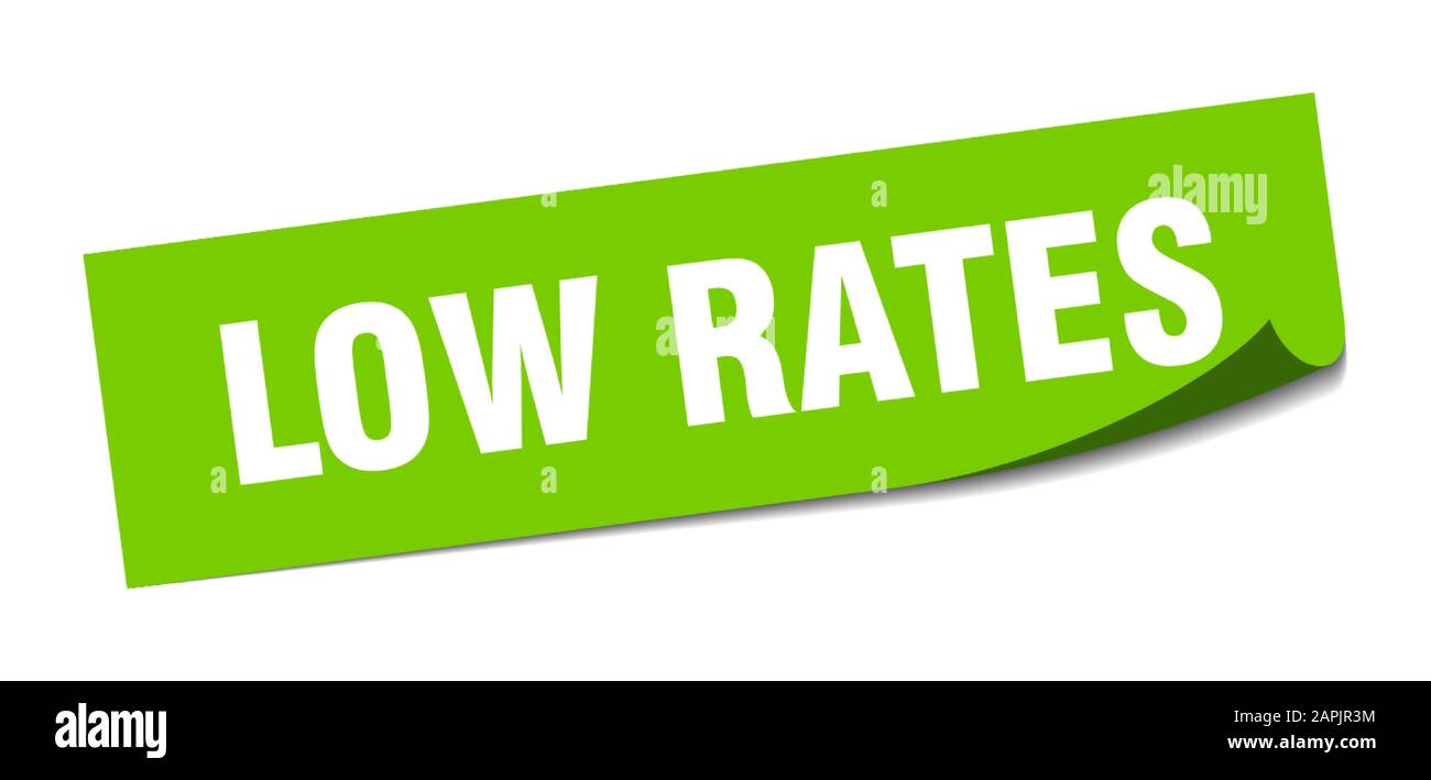 low rates sticker. low rates square sign. low rates. peeler Stock ...