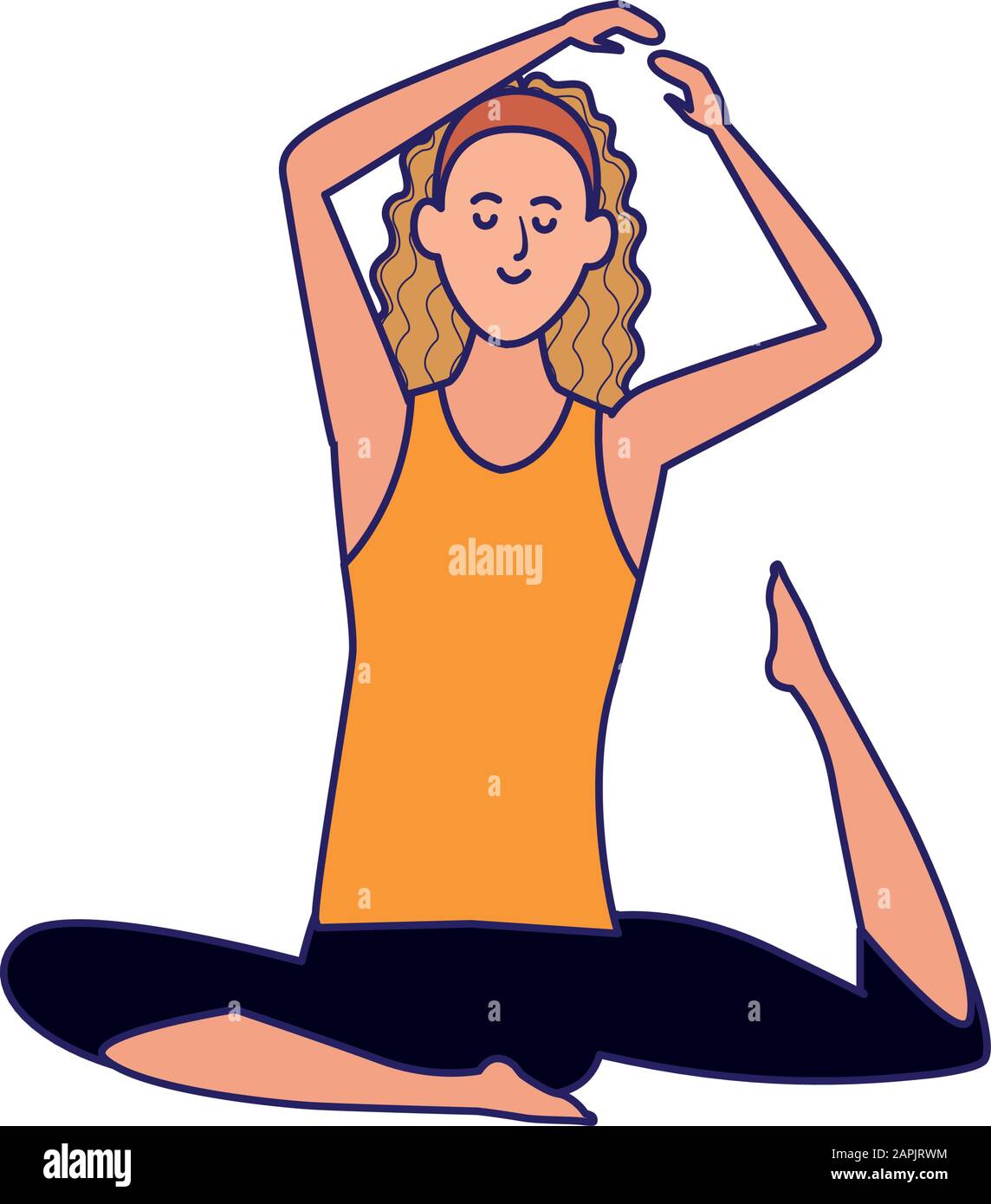 cartoon girl practicing yoga icon, colorful design Stock Vector Image ...
