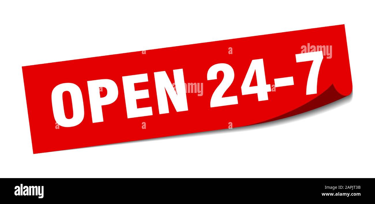 open 24 7 sticker. open 24 7 square sign. open 24 7. peeler Stock ...