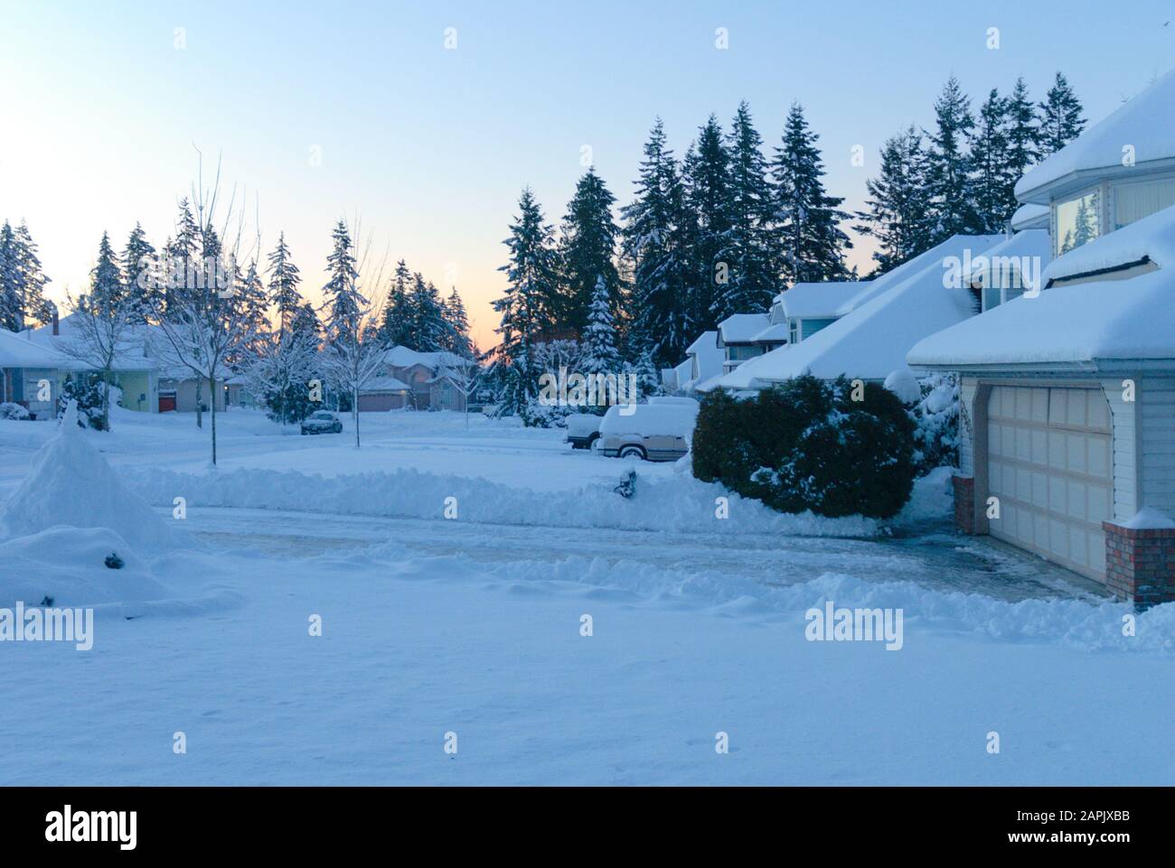 Street scene in winter, Surrey, British Columbia, Canada Stock Photo ...
