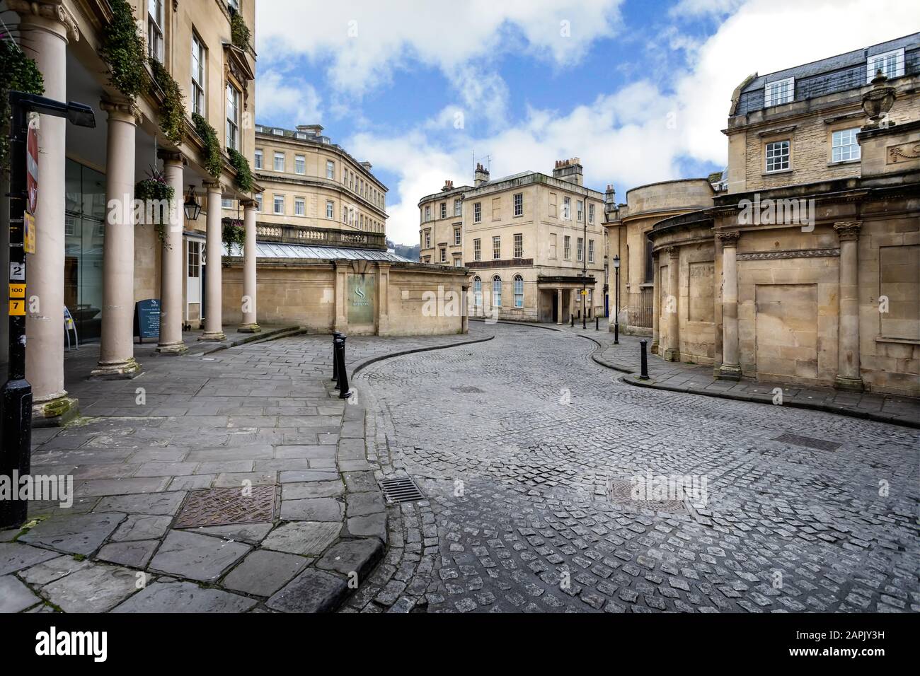 Colonnaded Georgian buildings and The Cross Bath in Bath Street, Bath ...