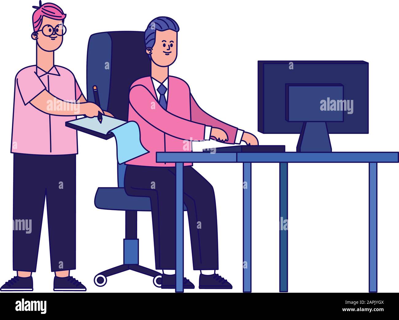 cartoon businessmen at office desk Stock Vector Image & Art - Alamy