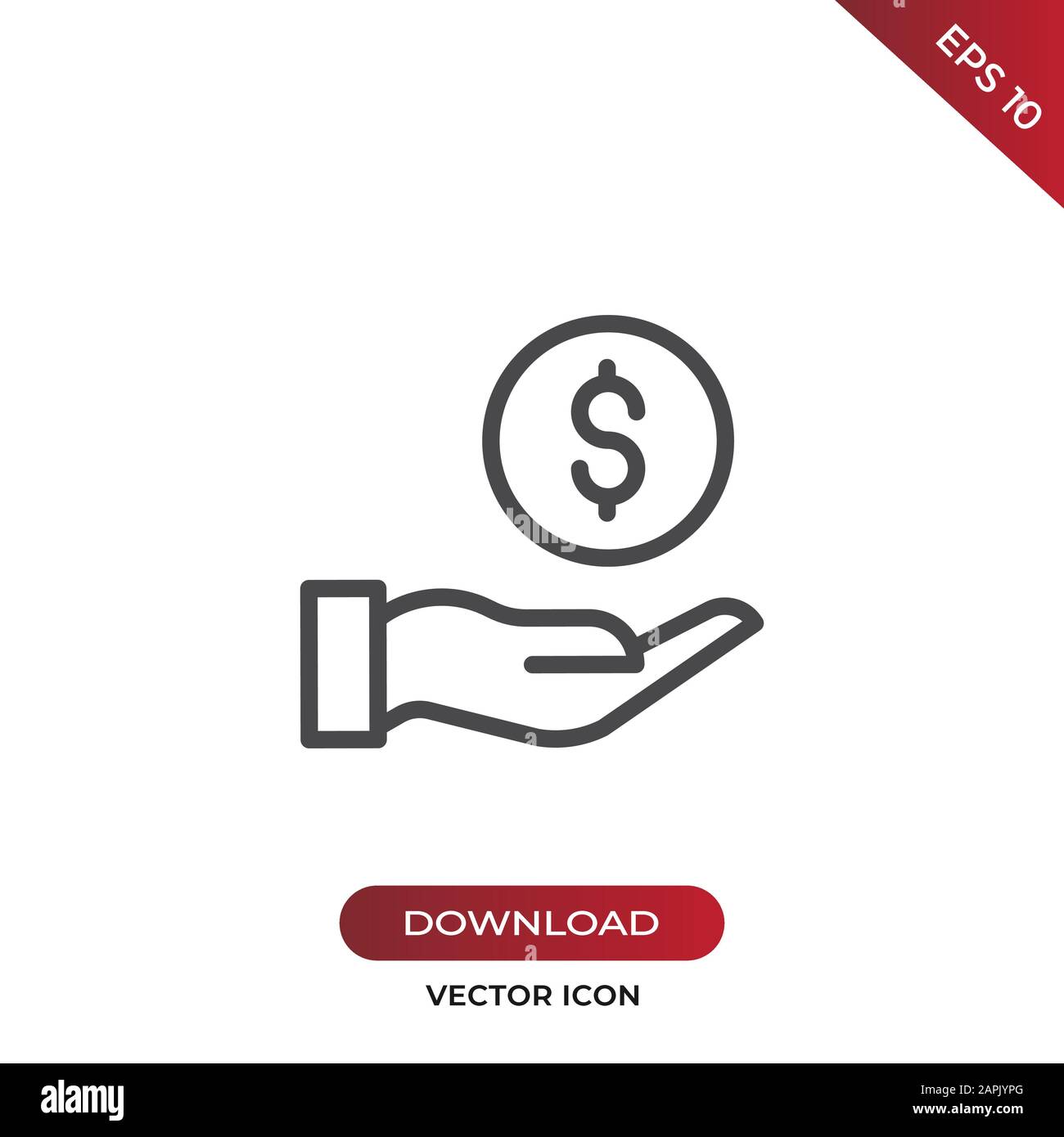 Money in hand icon vector. Simple money in hand sign in modern design ...