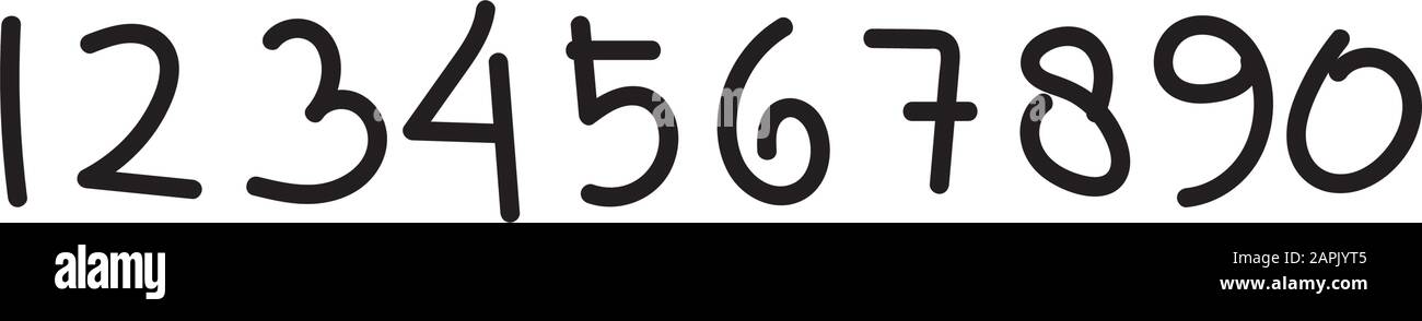 numbers, hand drawn illustration. vector illustration. set of number in ...