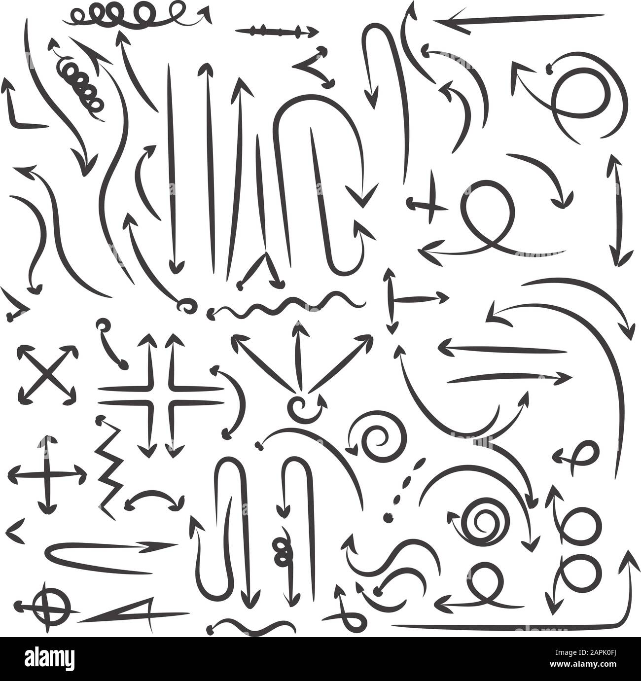 hand drawn arrows. Set of arrow doodle on white background Stock Vector ...