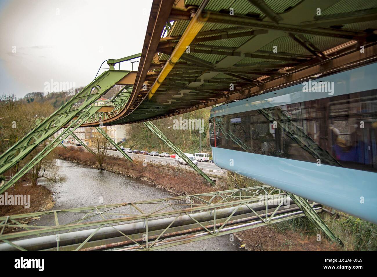 Wuppertal Suspension Railway (floating train) in the German town in ...