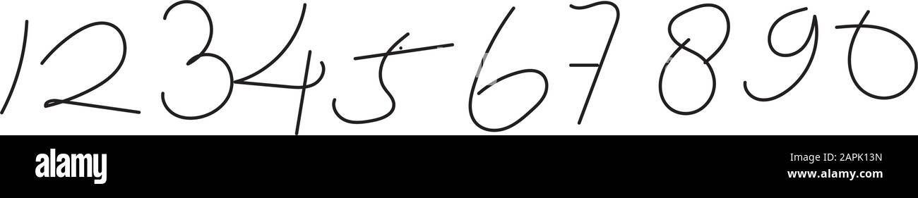 numbers, hand drawn illustration. vector illustration. set of number in ...