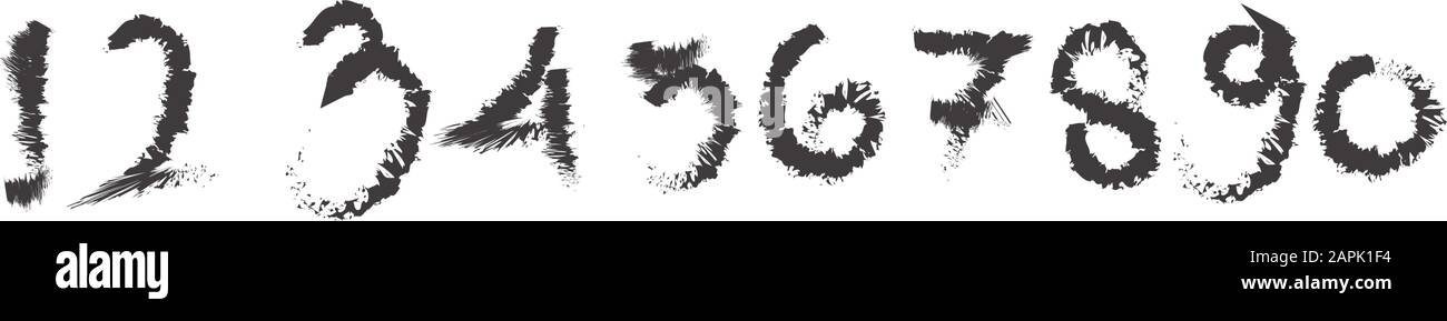 numbers, hand drawn illustration. vector illustration. set of number in ...