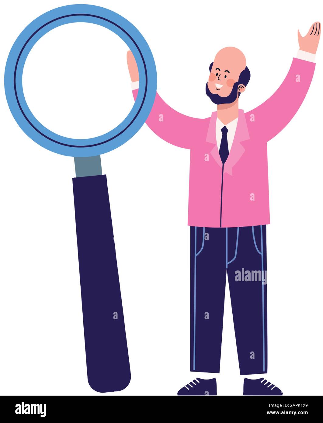 cartoon businessman with big magnifying glass Stock Vector Image & Art ...