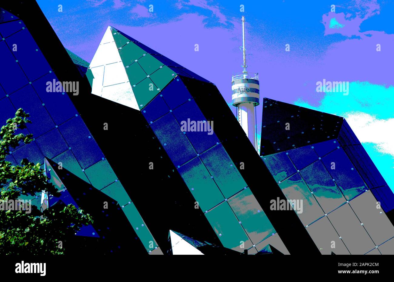 Futuristic glass construction at Futuroscope Stock Photo - Alamy