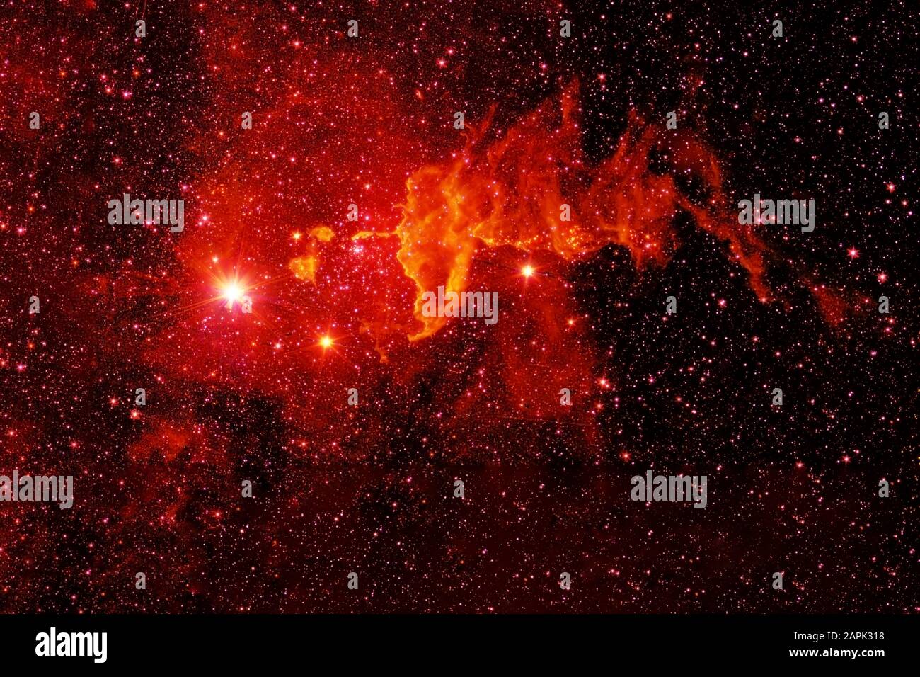 Red galaxy with stars. Elements of this image were furnished by NASA ...