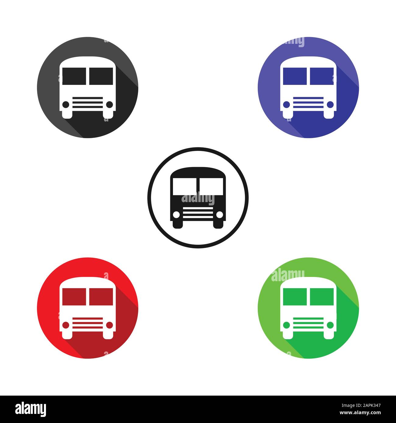 Bus icon design, Illustration of a long shadow application round button ...