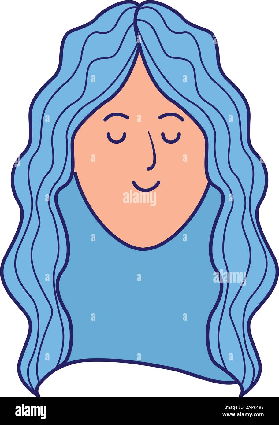 cartoon woman with blue hair icon Stock Vector Image & Art - Alamy