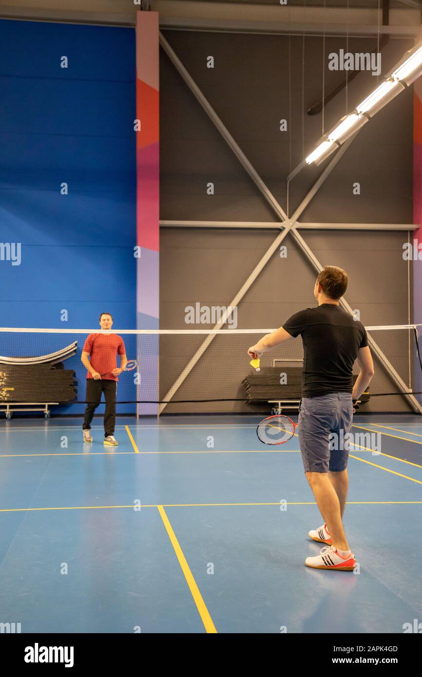Badminton court competing hi-res stock photography and images - Alamy