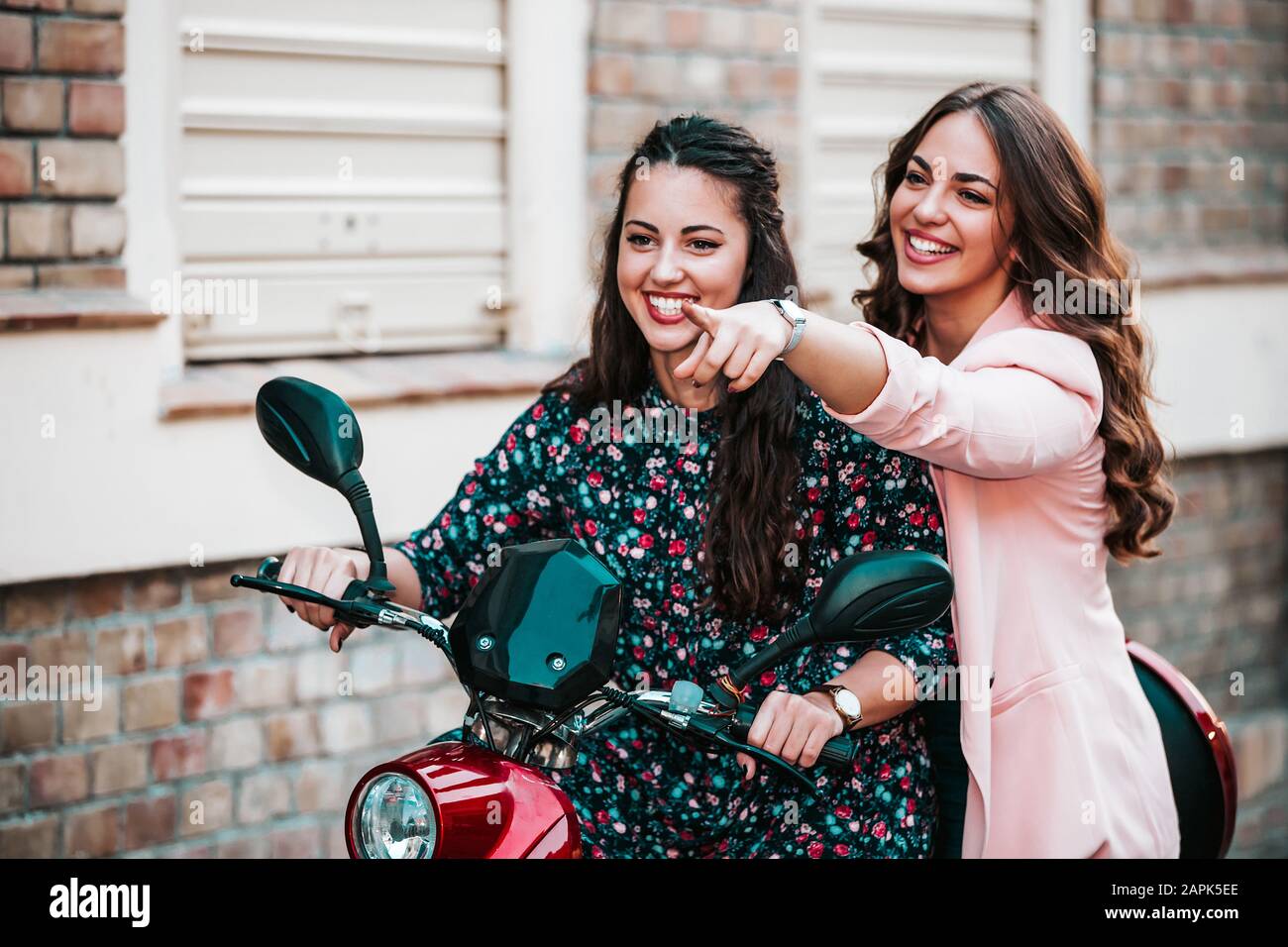 Motor bike two friends hi-res stock photography and images - Alamy