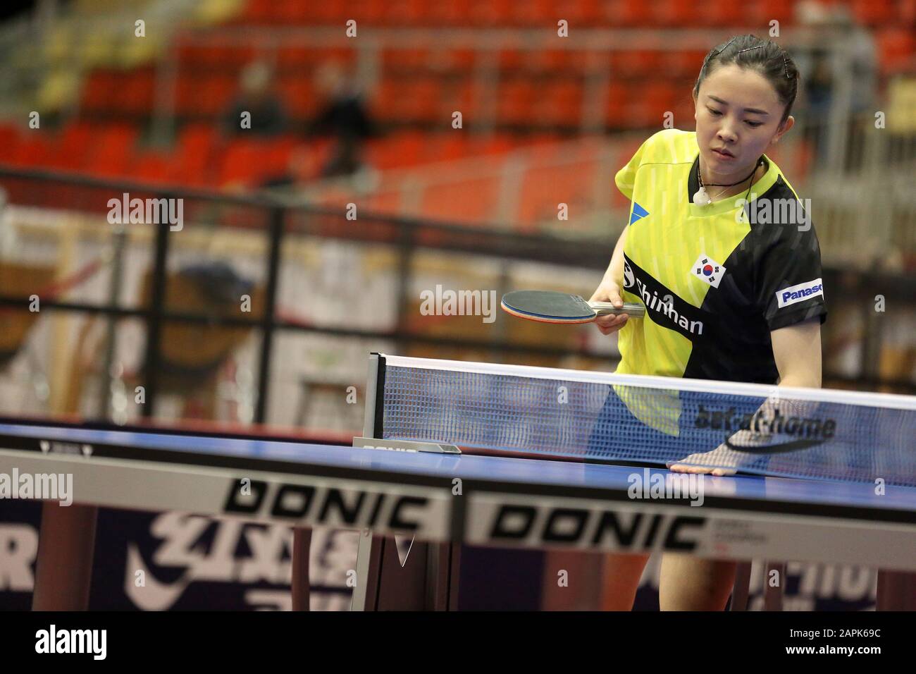 LINZ, AUSTRIA - NOV 15: Jihee Jeon for Korea in her ITTF World Cup ...
