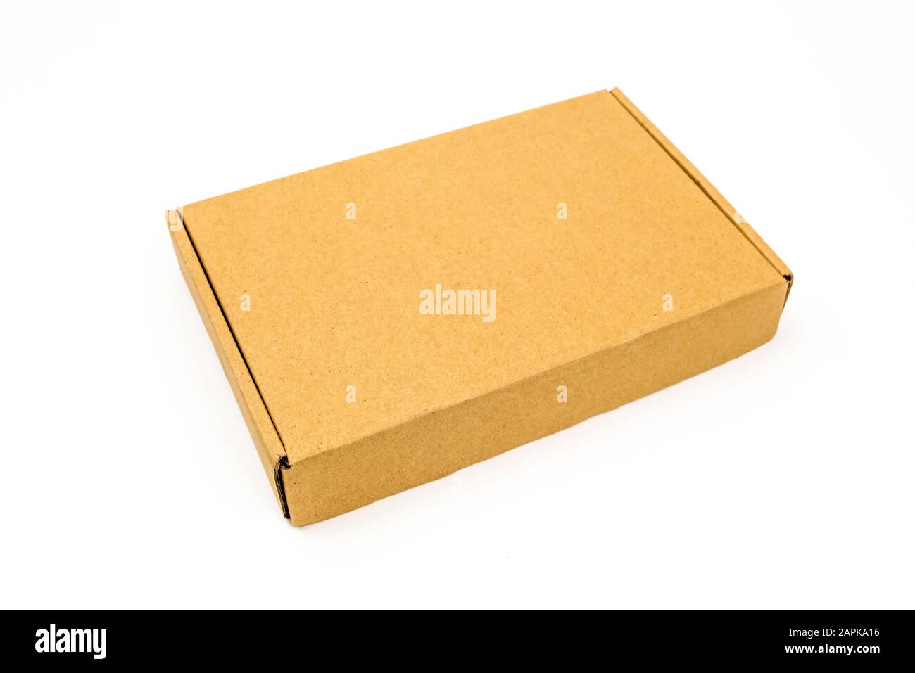 One closed rectangular cardboard box isolated on white background Stock ...