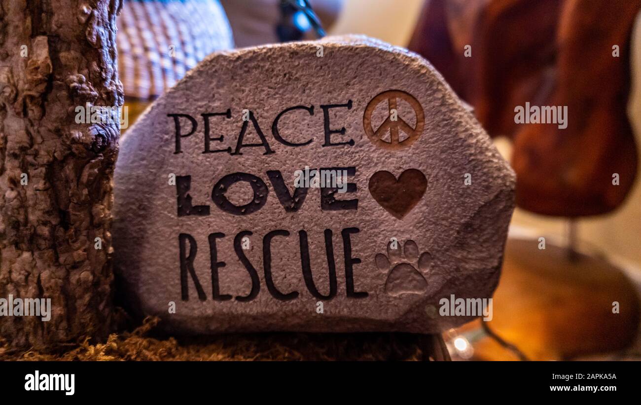 Peace love rescue concept for helping animals Stock Photo - Alamy
