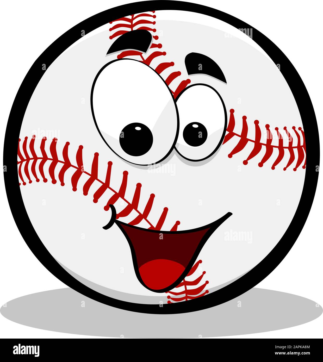 Cartoon illustration of a baseball with a smiley happy face Stock ...