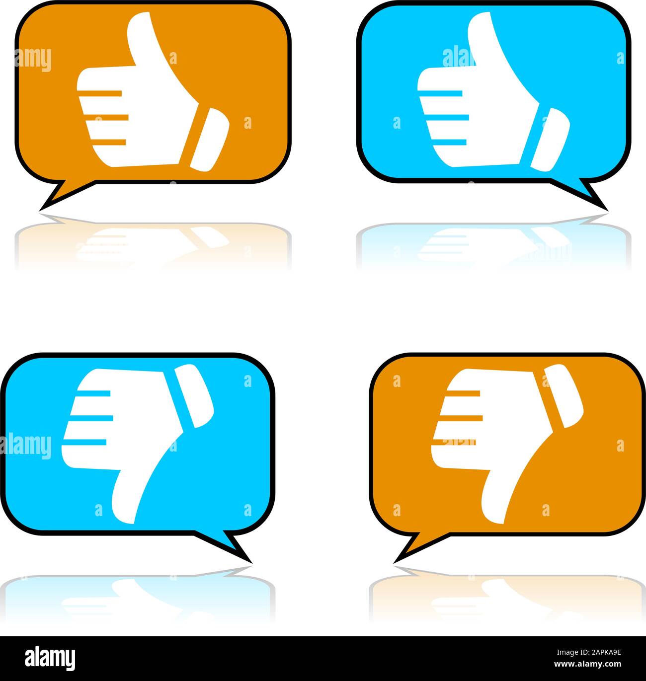 Concept illustration showing a speech bubble with a positive and a ...