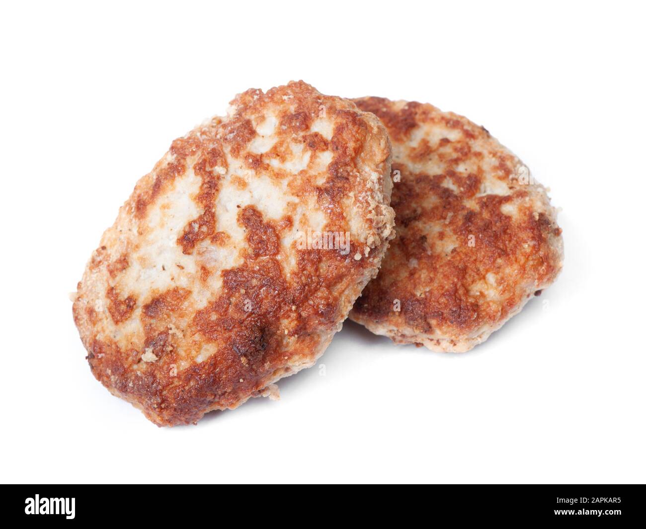 Pile of small hand made cutlets isolated over white background Stock ...
