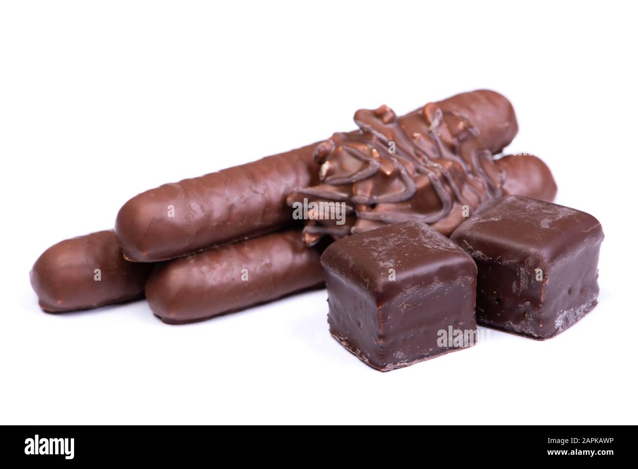 Group of chocolate sweets isolated on white background Stock Photo - Alamy