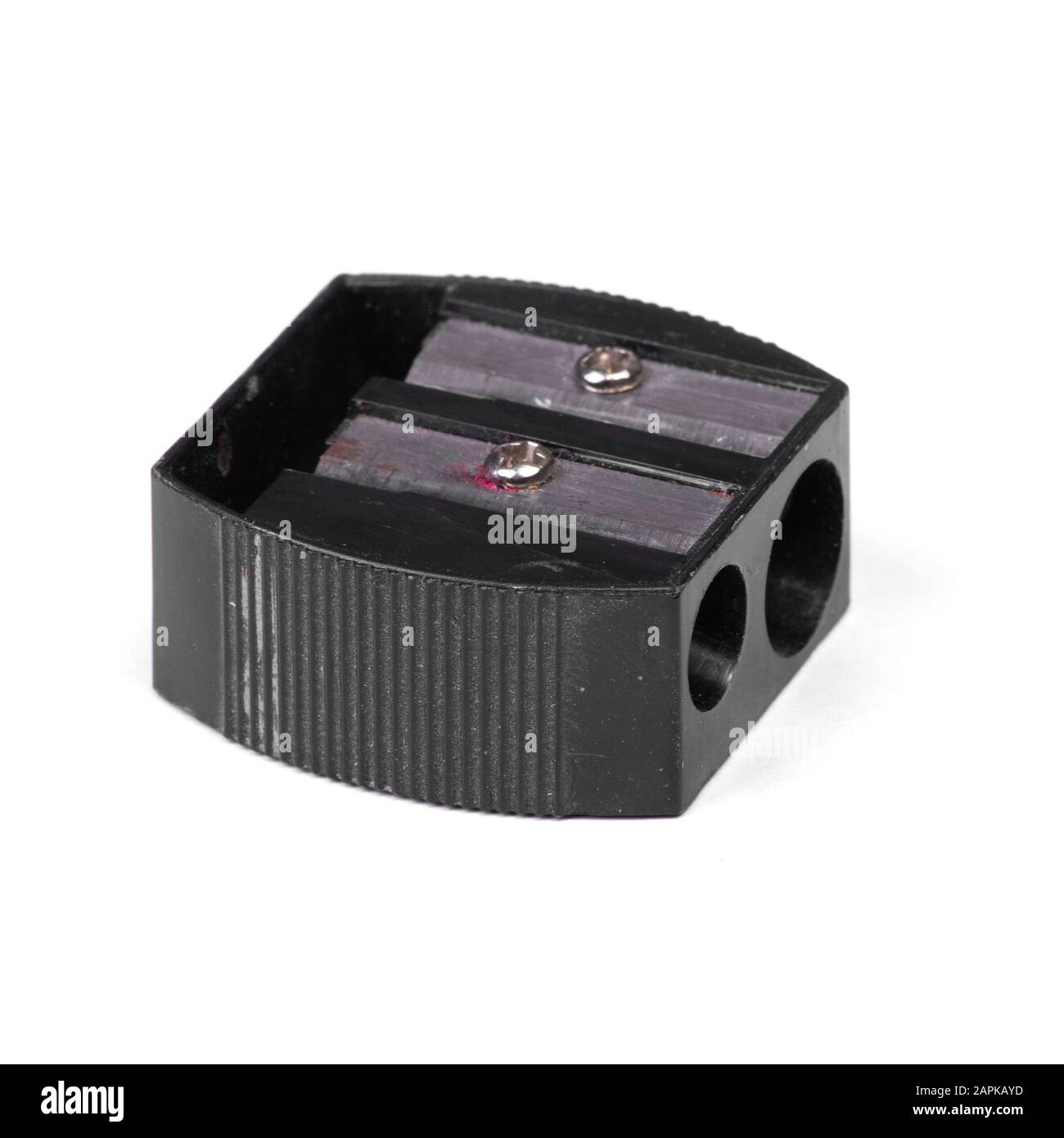 Black used pencil sharpener isolated on white background Stock Photo ...
