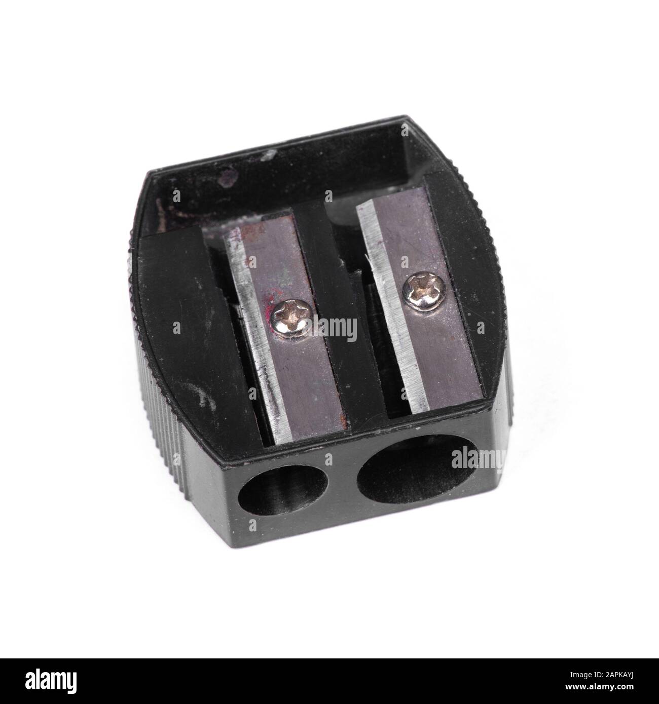 Black used pencil sharpener isolated on white background Stock Photo ...