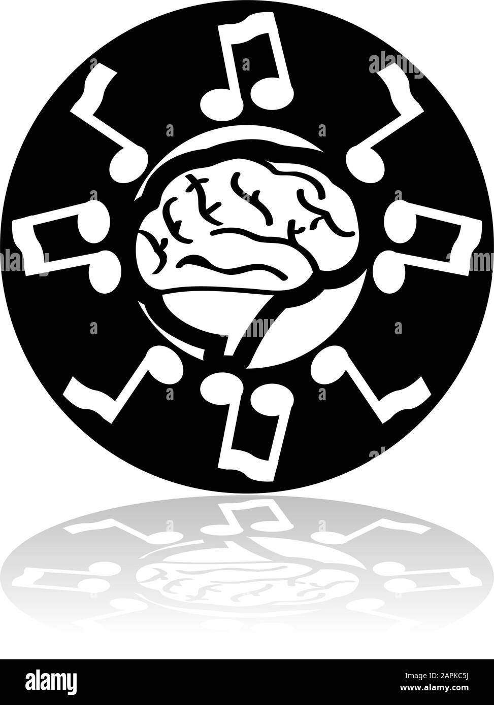 Concept illustration showing a brain surrounded by musical notes Stock ...