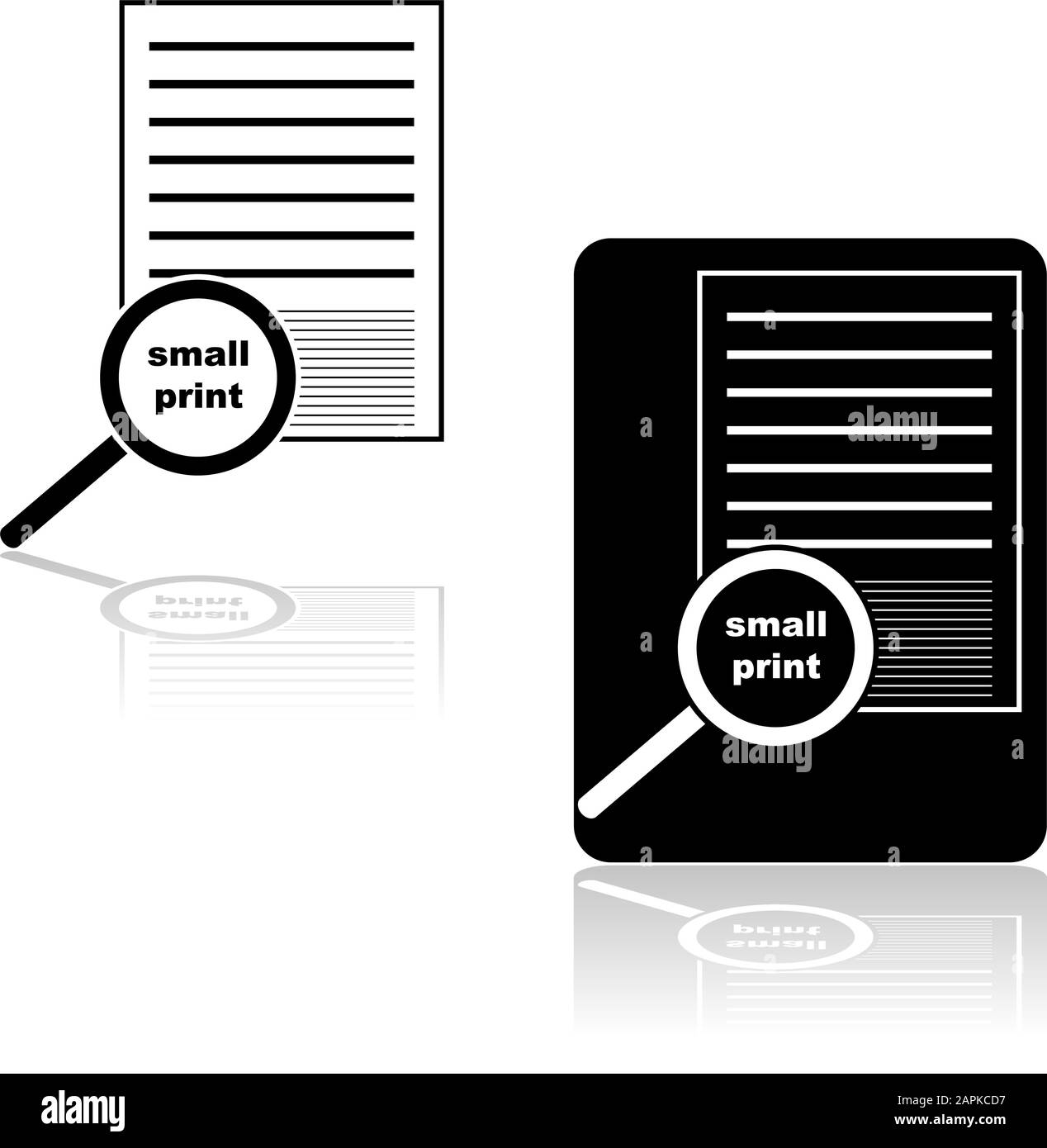 Magnifying glass over contract Cut Out Stock Images & Pictures - Alamy