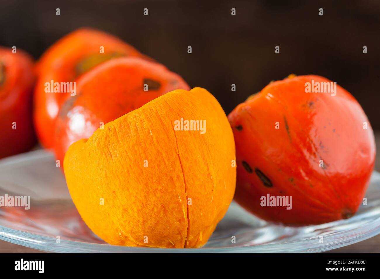 Exotic tropical fruit of Bactris gasipaes palm tree called chontaduro ...