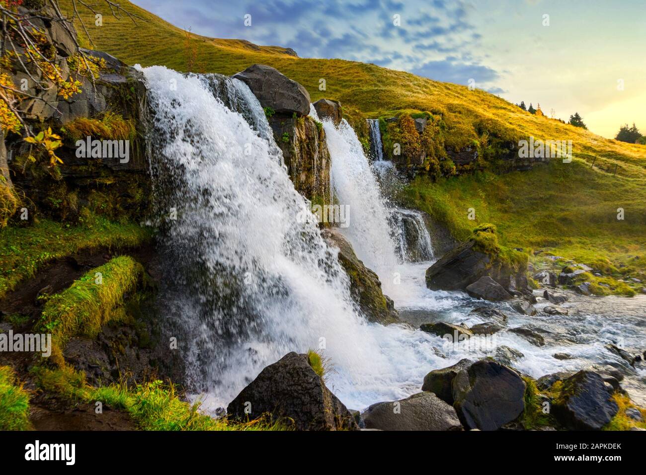 Lower Gluggafoss waterfall in the southern part of Iceland. A cascading ...