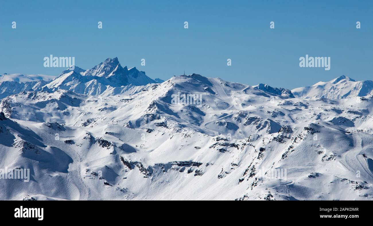 Cime Caron val thorens Meribel view sunset snowy mountain landscape ...