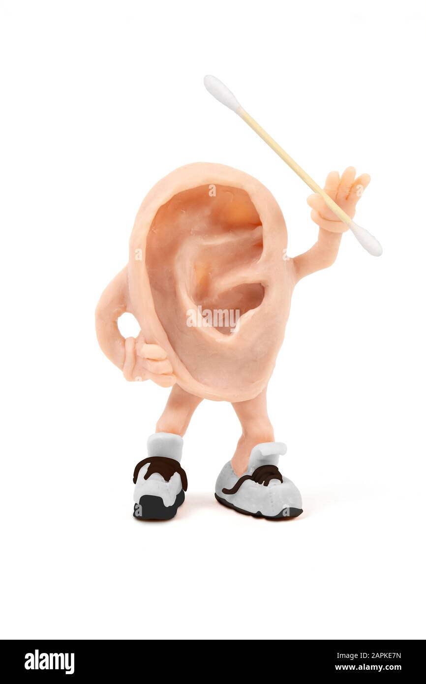 clay sculpture of an ear on white background Stock Photo - Alamy