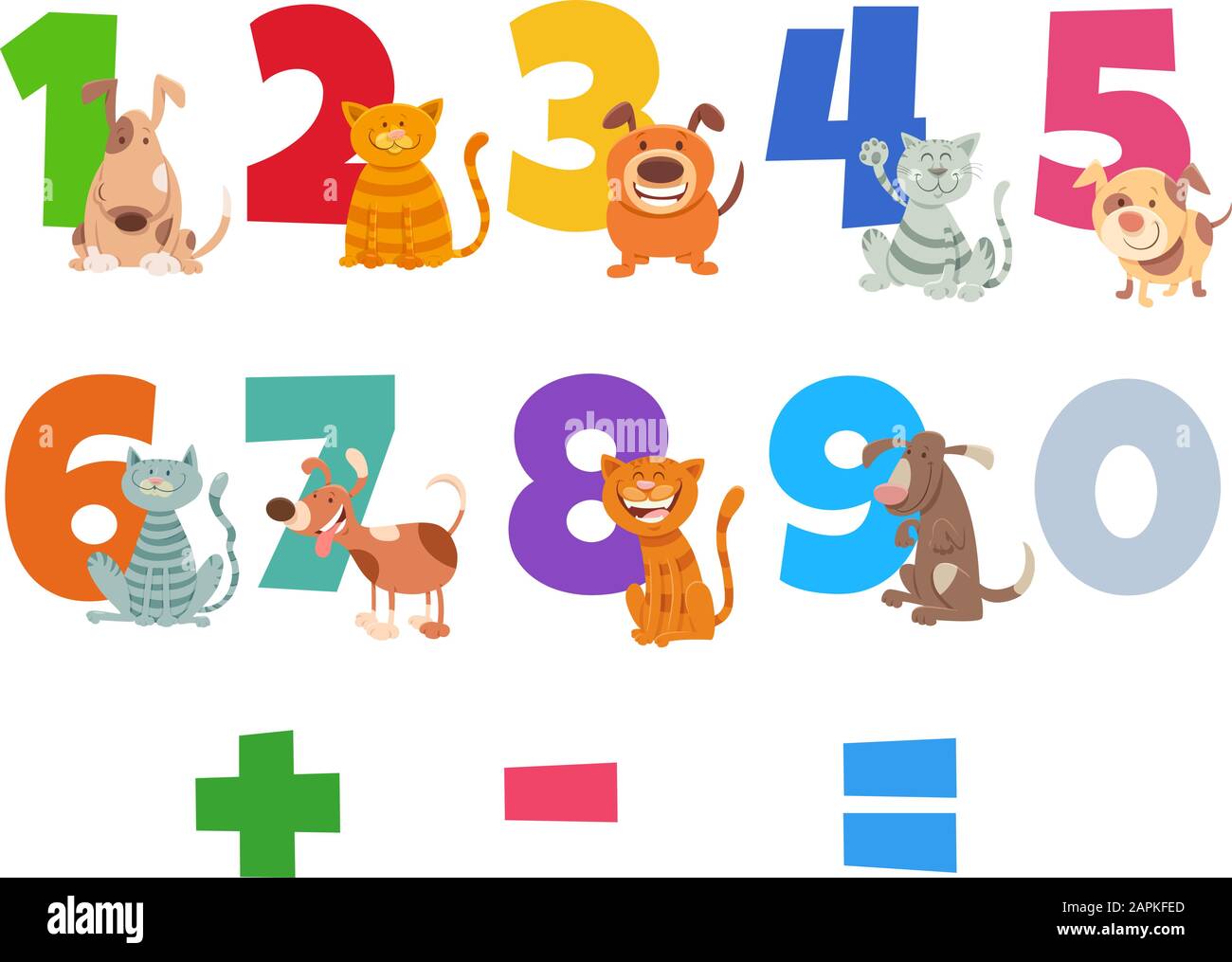 Cartoon Illustration of Numbers Set from Zero to Nine with Happy Cats ...