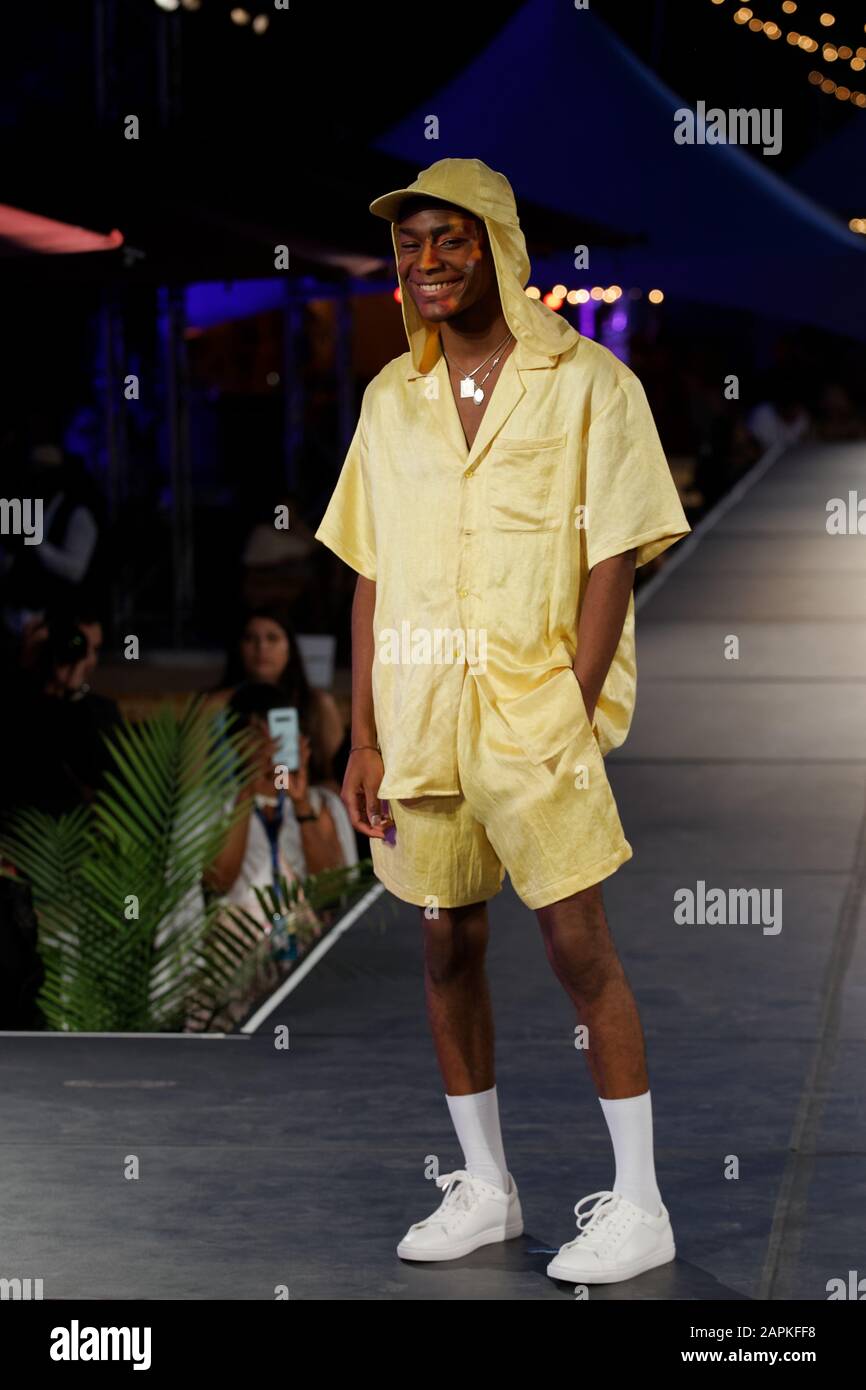 Quebec,Canada. A model poses the runway at the Once Again fashion show ...
