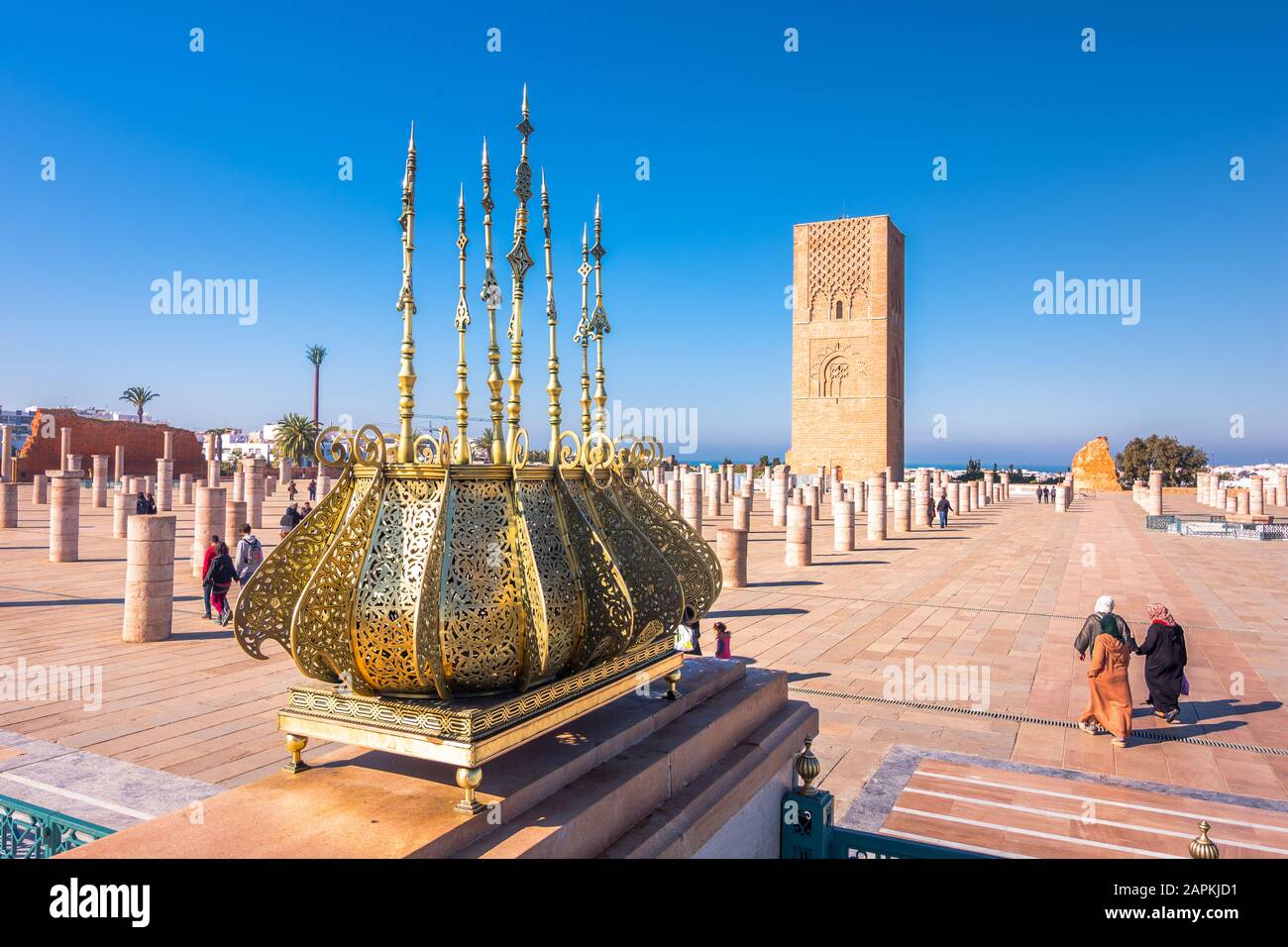 Beautiful square with Hassan tower at Mausoleum of Mohammed V in Rabat ...