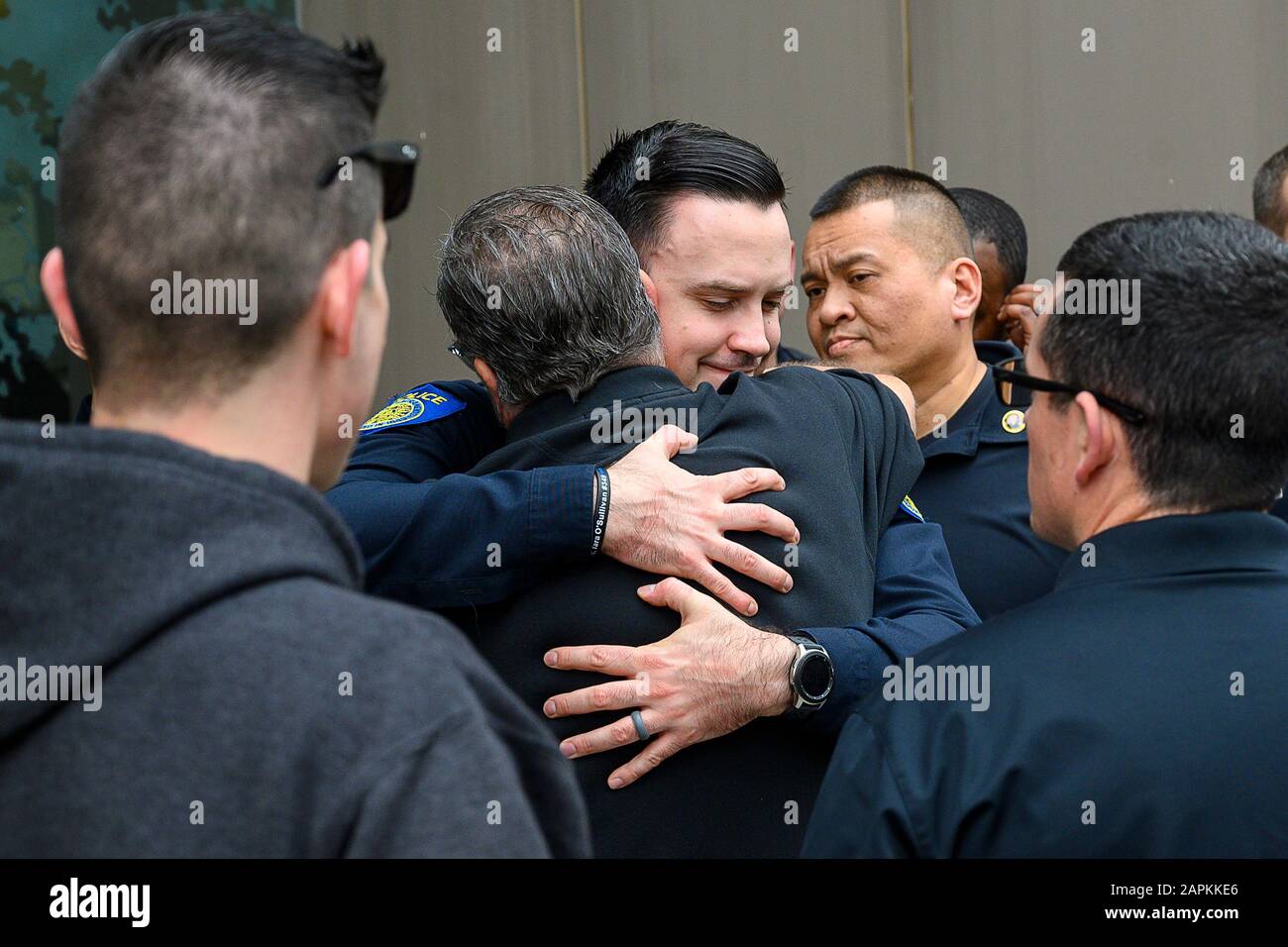 Sacramento, CA, USA. 23rd Jan, 2020. Denis OÃ Sullivan, back to camera ...