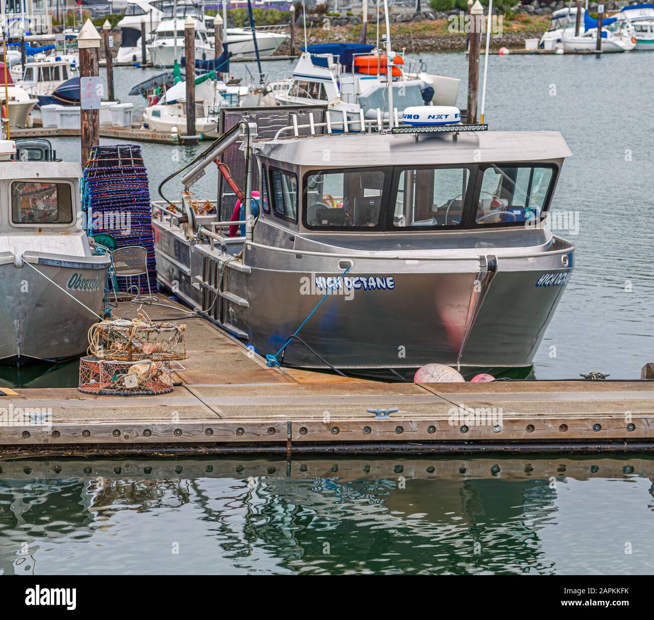 High Octane Metal Fishing Boat Stock Photo - Alamy