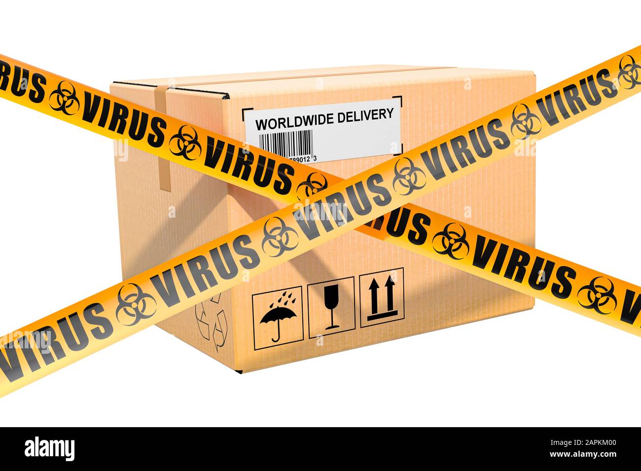 Parcel with viruses concept, 3D rendering isolated on white background ...