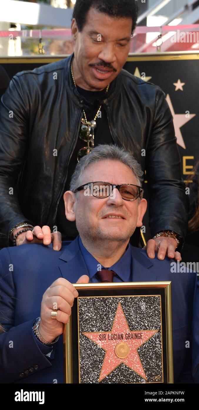 Los Angeles, United States. 23rd Jan, 2020. Sir Lucian Grainge (C ...