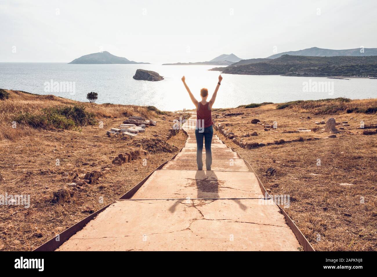 Rear view shot woman standing nature hi-res stock photography and ...